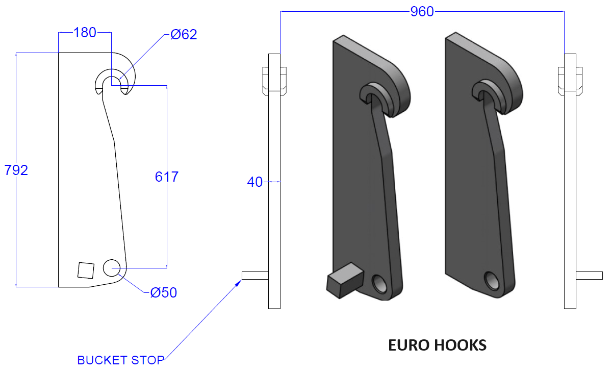 3 stage jib Euro lifting range 500/2950kg - AU Buckets | Excavator ...